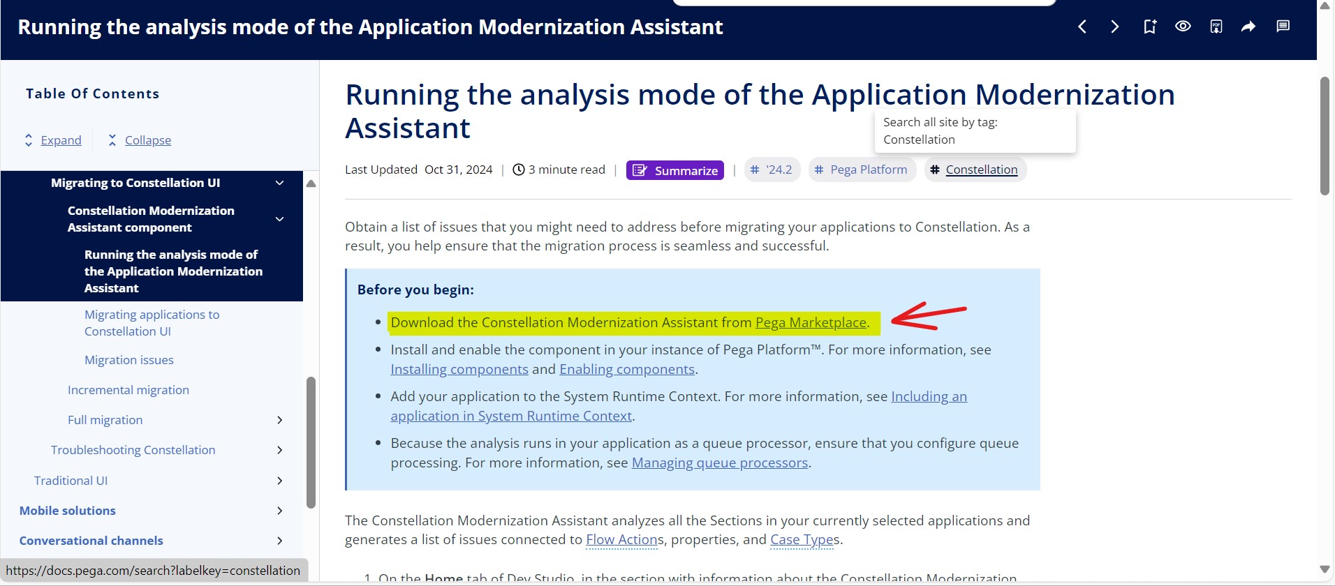 Unable to download Constellation Modernization Assistant component from Marketplace | Support Center